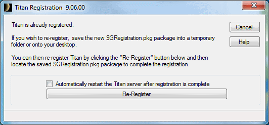 Re-registering a Titan Softlock